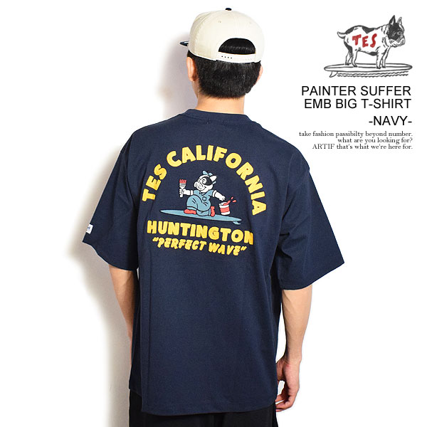 The Endless Summer エンドレスサマー TES PAINTER SUFFER EMB BIG T-SHIRT -NAVY- メンズ Tシャツ 半袖 TES atftps