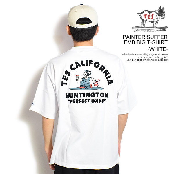 The Endless Summer エンドレスサマー TES PAINTER SUFFER EMB BIG T-SHIRT -WHITE- メンズ Tシャツ 半袖 TES atftps