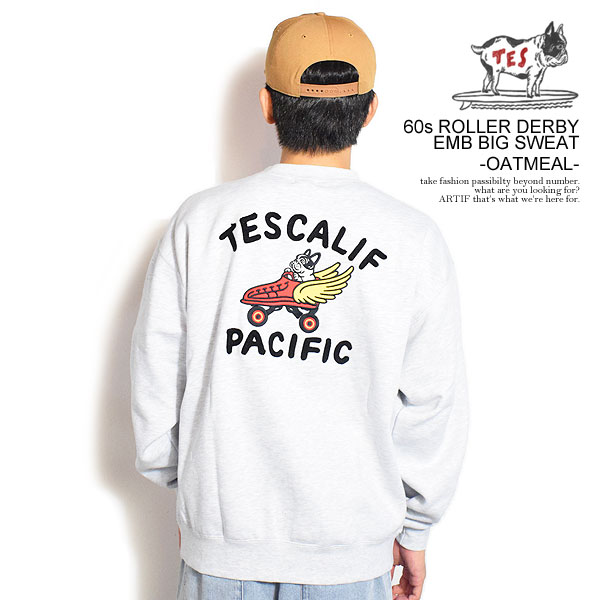 The Endless Summer エンドレスサマー TES 60s ROLLER DERBY EMB BIG SWEAT -OATMEAL- メンズ スウェット トレーナー atftps