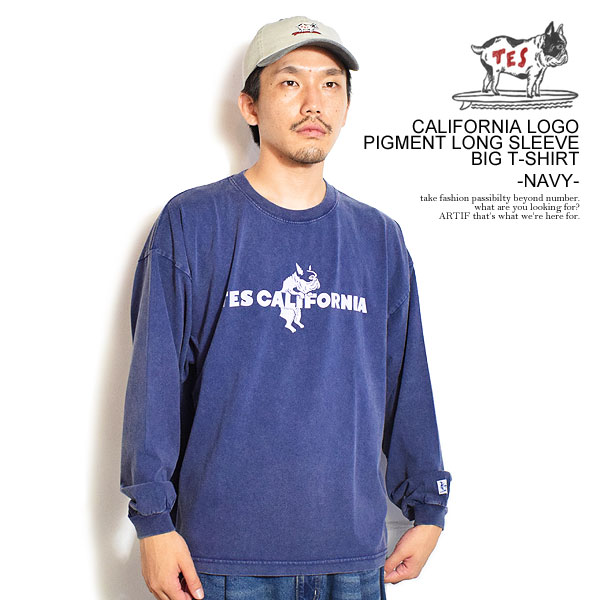 The Endless Summer エンドレスサマー TES CALIFORNIA LOGO PIGMENT LONG SLEEVE BIG T-SHIRT -NAVY- Tシャツ atftps