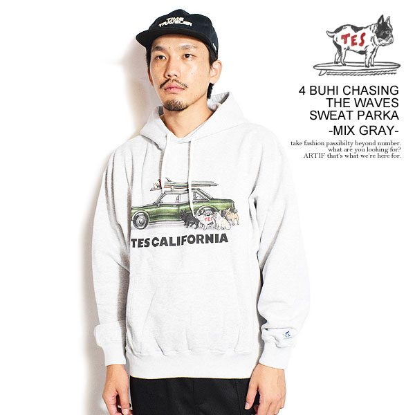The Endless Summer エンドレスサマー TES 4 BUHI CHASING THE WAVES SWEAT PARKA -MIX GRAY- メンズ パーカー atftps