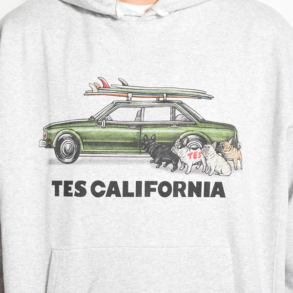 The Endless Summer エンドレスサマー TES 4 BUHI CHASING THE WAVES SWEAT PARKA -MIX GRAY- メンズ パーカー atftps