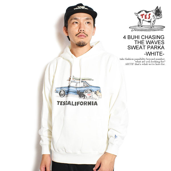 The Endless Summer エンドレスサマー TES 4 BUHI CHASING THE WAVES SWEAT PARKA -WHITE- メンズ パーカー atftps