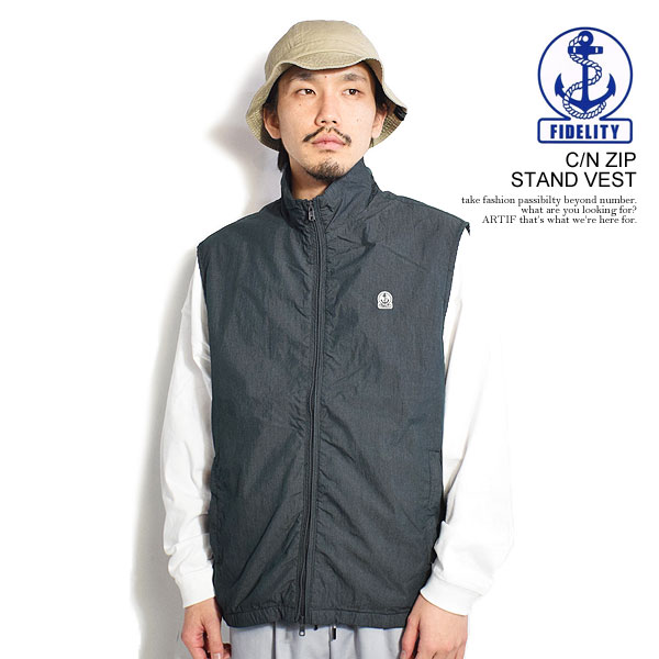 50％OFF SALE セール FIDELITY フィデリティ C/N ZIP STAND VEST メンズ ベスト スタンドカラー ユニフォームベスト atftps
