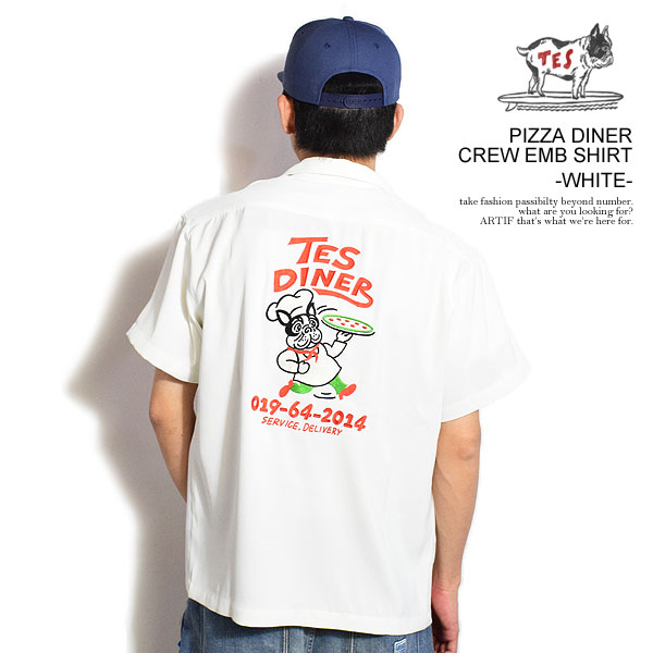 The Endless Summer エンドレスサマー TES PIZZA DINER CREW EMB SHIRT -WHITE- メンズ シャツ 半袖 TES 送料無料 atftps