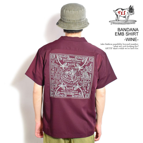 The Endless Summer エンドレスサマー TES BANDANA EMB SHIRT -WINE- メンズ シャツ 半袖 TES 送料無料 atftps