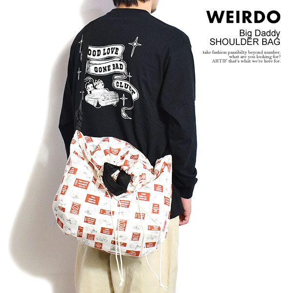 WEIRDO ウィアード Big Daddy - SHOULDER BAG メンズ ショルダーバッグ 総柄 バッグ アメカジ 送料無料 atfacc