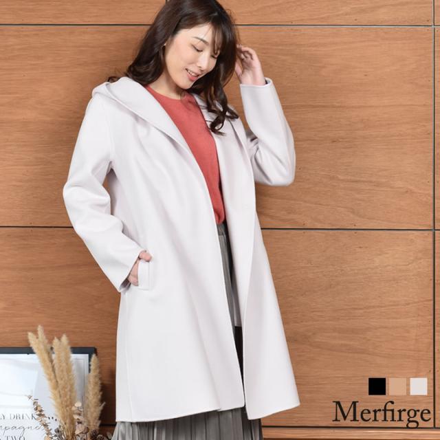 フード付きコート レディース カシミヤコート ウール混 ダブル フェイス コート ラップコート [Merfirge] アウター ロング丈 秋冬30代 40代 50代 60代(ca4055)
