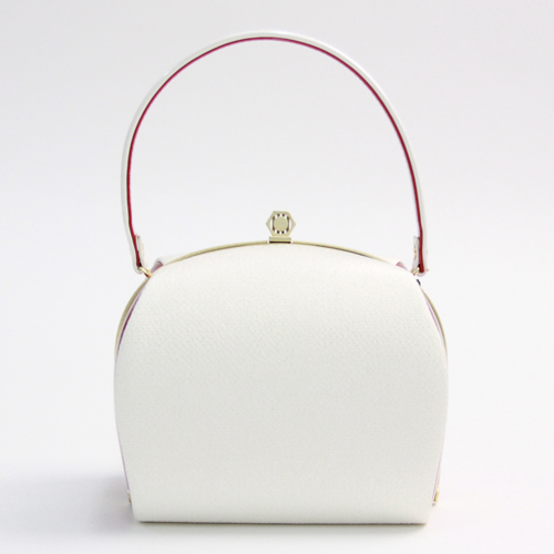 zu〕日本製 成人式 振袖用 合皮バッグ「白地に梅刺繍」ちりめん