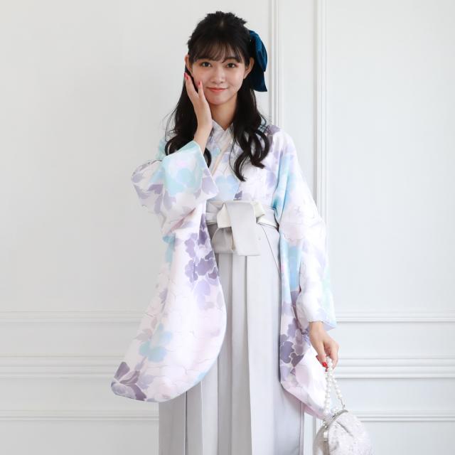 卒業式 袴 レンタル 女 大学 フルセット 袴セット 女性 卒業式袴セット 袴フルセット 「オフホワイトに花」レンタル シンプル   大人