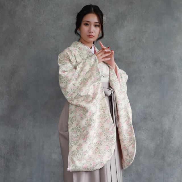 卒業式 袴 レンタル 女 大学 フルセット 袴セット 女性 卒業式袴セット 袴フルセット 「ベージュに小花」レンタル シンプル   大人