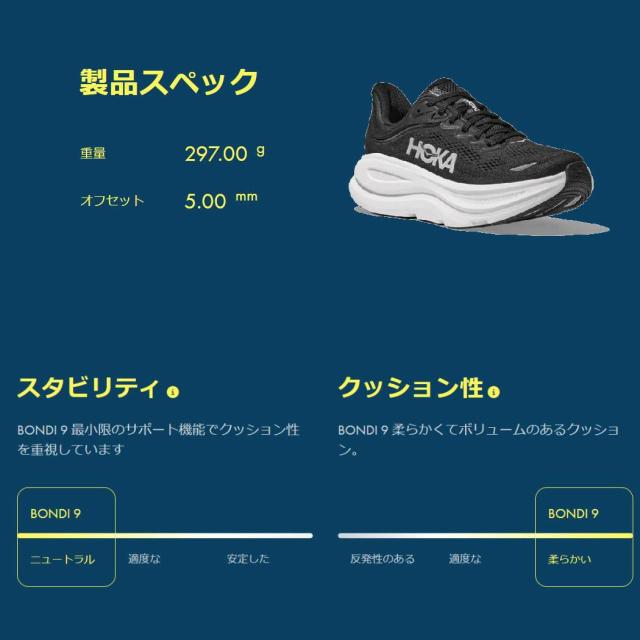 ホカ HOKA ボンダイ 9 ワイド BONDI 9 WIDE メンズ ランニングシューズ