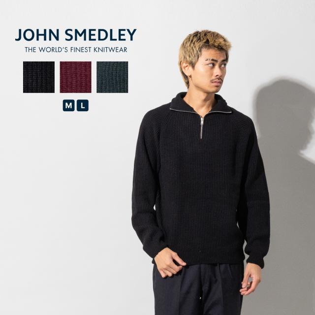 【正規取扱い販売店】ジョンスメドレー JOHN SMEDLEY Eco Cashmere Jumper カシミヤ混 ハーフジップスタンドネック長袖ニットプルオーバー メンズ 秋 冬 カジュアル ミドルゲージ 7G 上品 洗練 シンプル RYKER