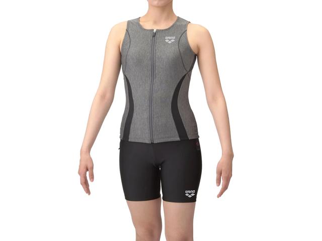 アリーナ arena すらっとセパ フィットネスセパレーツ(カバーバック ミドルレッグ 差し込みパッド) レディース グレー 灰色 ブラック 黒 水泳 スイム フィットネス 水着 AS5SWF42L-GYBK