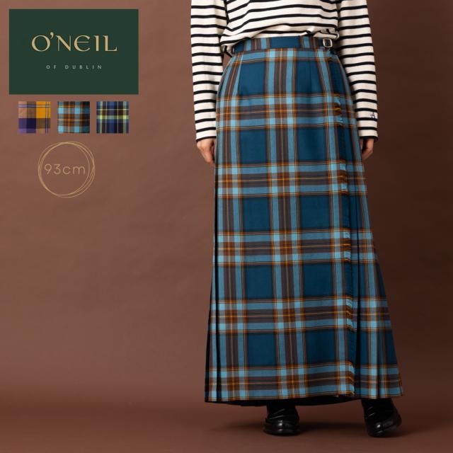 【正規取扱い店】オニールオブダブリン ONEIL OF DUBLIN ウール イージー マキシ キルト チェック ロングスカート ラップスカート レディース チェック柄 カジュアル スカート 秋 冬 ロング丈 巻きスカート プリーツ トラッド キルトスカート 定番 5093