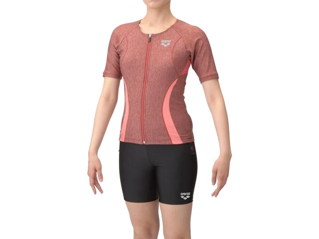 アリーナ arena すらっとセパ フィットネスセパレーツ(カバーバック ミドルレッグ 差し込みパッド) レディース オレンジ 橙 ブラック 黒 水泳 スイム フィットネス 水着 AS5SWF44L-OROR