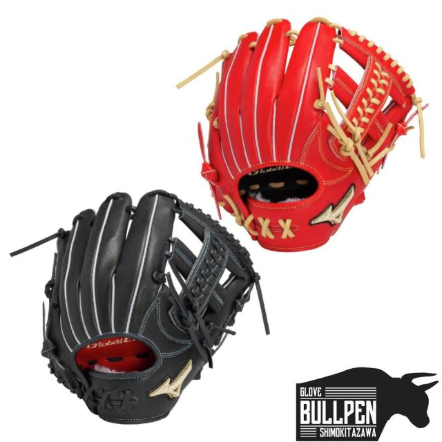 ミズノ MIZUNO GlobalElite グローバルエリート プロフェッショナルセレクション 軟式用グラブ 内野手向け 紅林型 サイズ9 ブラック オレンジ【ベースボールマリオ】 野球 軟式 グローブ 内野手 紅林モデル 1AJGR32213 09 7080