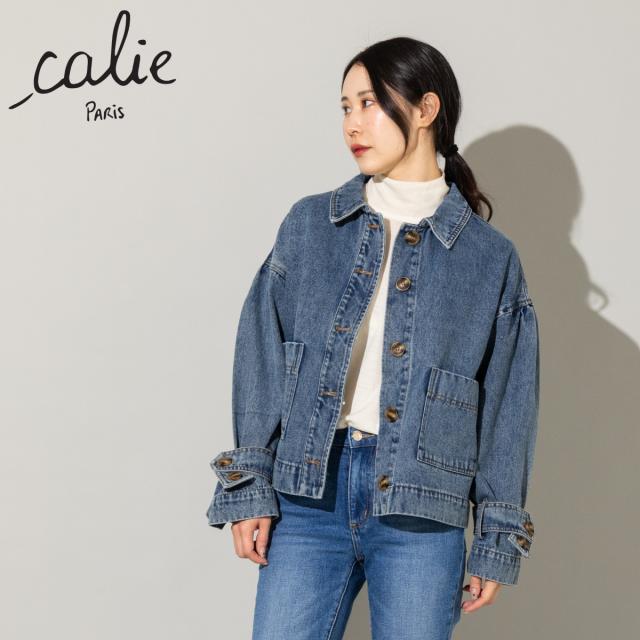 キャリーパリス Calie Paris VESTE VALMY デニムジャケット レディース 春 夏 秋 コットン 綿 Gジャン ドロップショルダー カジュアル アウター ジャケット 長袖 ゆったりシルエット ジージャン ミドル丈 PS241002