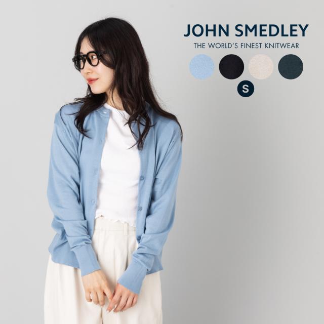【正規取扱い販売店】ジョンスメドレー JOHN SMEDLEY クルーネック長袖コットンニットカーディガン レディース 30G 30ゲージ シーアイランドコットン 綿 カジュアル 上品 きれいめ おしゃれ 天然素材 丸首 無地 S4622