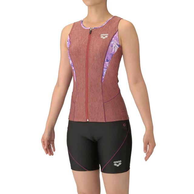 アリーナ arena すらっとセパ フィットネスセパレート(カバーバック ミドルレッグ 差し込みパッド) レディース オレンジ 橙 ブラック 黒 水泳 スイム フィットネス 水着 AS5FWF46L-ORBK