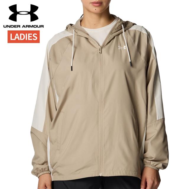 アンダーアーマー UNDER ARMOUR UAメッシュ ライナー ウーブン フーディー レディース カーキ 枯草色 スポーツ フィットネス パーカー ジャケット 6007719-299