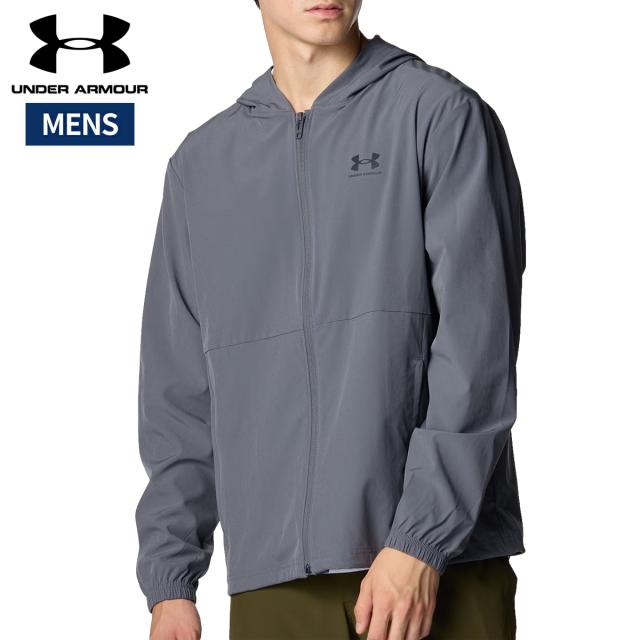 アンダーアーマー UNDER ARMOUR UAバイブウーブン ウインドブレーカー メンズ 秋 冬 グレー 灰色 スポーツ トレーニング パーカー ジャケット 1386555-025