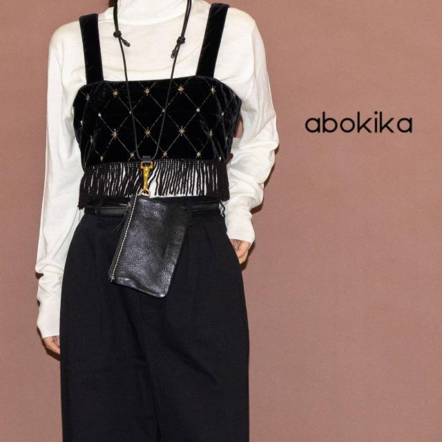 アボキカ abokika Flat Goat Pouch Medium ＆ Shoulder Strap フラットゴートポーチ ショルダーストラップフック セット ブラック 革 ポーチ ショルダーバッグ 小物入れ 山羊革　ゴートレザー シボ革 シンプル クラシック きれいめ 上品 通勤 おでかけ ab-25AW30_MSET