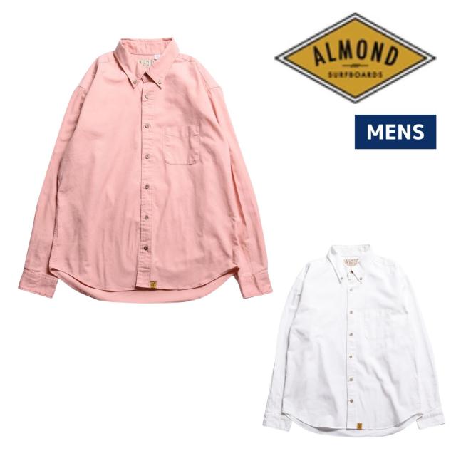 アーモンドサーフボードデザイン Almond Surfboards＆Design OX WOVEN オックスウーブン メンズ ピンク ホワイト カジュアル シャツ HG6015