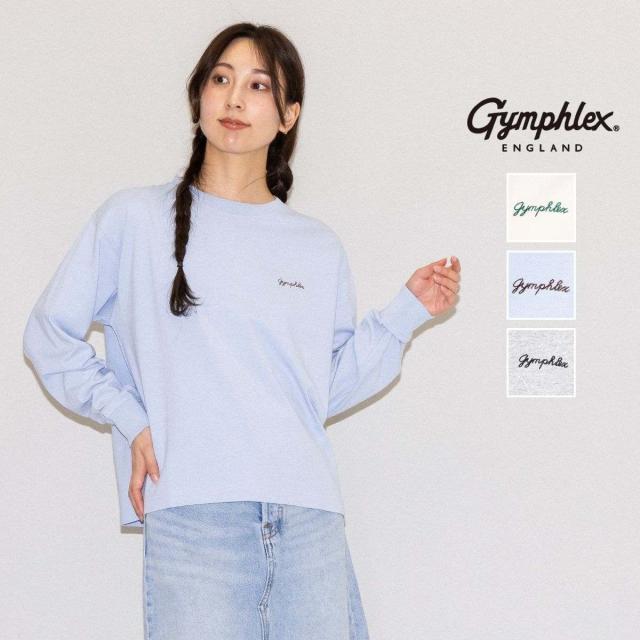 ジムフレックス GYMPHLEX コットンジャージー クルーネック長袖Tシャツ レディース 春 秋 冬 Tシャツ ロンT カジュアル オールシーズン 長袖 シャツ シンプル かわいい 刺繍 GY-C0486