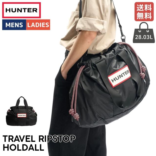 ハンター HUNTER 【正規取扱販売店】TRAVEL RIPSTOP HOLDALL トラベル リップストップ ホールドオール 28L ユニセックス ブラック カジュアル バッグ ボストンバッグ ジムバッグ トラベル 小旅行 UBW3603NRS