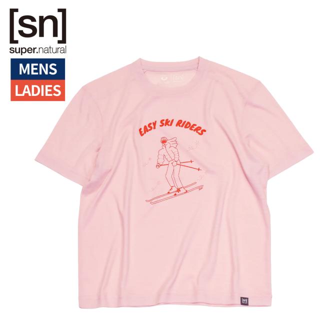 スーパーナチュラル sn super.natural エスエヌ SRI.RAMANA.RITA.YOGUE(シュリ・ラマナ・リタ・ヨーグ)×[sn] プリント ショートスリーブTシャツ ユニセックス 春 夏 ピンク 桃色 スポーツ トレーニング 半袖 Tシャツ SNUJ10122-243