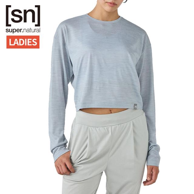 スーパーナチュラル sn super.natural エスエヌ クロップド ロングスリーブ Tシャツ レディース グレー 灰色 スポーツ フィットネス 長袖 Tシャツ SNWJ10230-160
