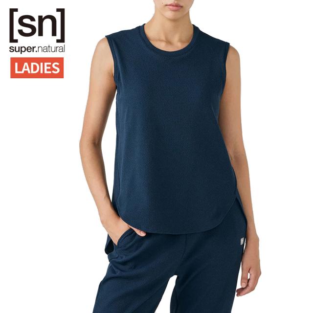 スーパーナチュラル sn super.natural エスエヌ ワッフル ブラトップ タンクトップ レディース ネイビー 紺 スポーツ フィットネス タンクトップ カップ付き SNWJ10237-J114