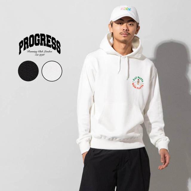 プログレスランニングクラブ PROGRESS RUNNING CLUB Eat Pasta Run Hoodie スウェットフーディー 長袖 一般 ロングスリーブ パーカー プルオーバー カジュアル ウェア スポーツ ランニング トレーニング おしゃれ PRC-25AW01