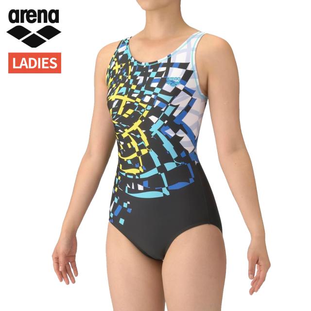 アリーナ arena フィットネスワンピース(Uバック 差し込みパッド) レディース ブラック 黒 水泳 スイム フィットネス 水着 ワンピース AS5FWF23L-BKBL