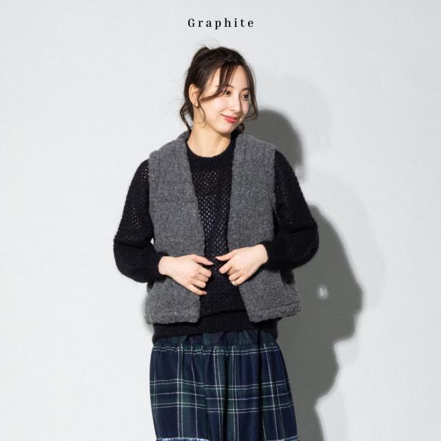 ムフロン ムフロン MOUFLON MOUFLON ボア Vネック ベスト レディース