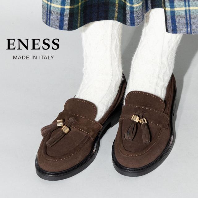 エネス ENESS スエードタッセルローファー レディース 革靴 ローヒール 牛革 フラットソール スウェード トラッド 上品 シンプル きれいめ ST-4823-SU