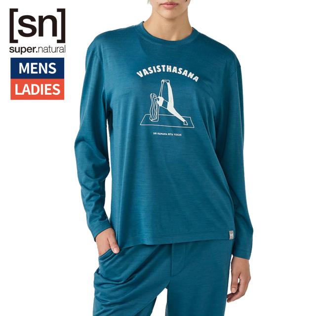 スーパーナチュラル sn super.natural エスエヌ SRI.RAMANA.RITA.YOGUE(シュリ・ラマナ・リタ・ヨーグ)×[sn] プリント ロングスリーブTシャツ ユニセックス グリーン 緑 スポーツ トレーニング 長袖 Tシャツ SNUJ10123-240