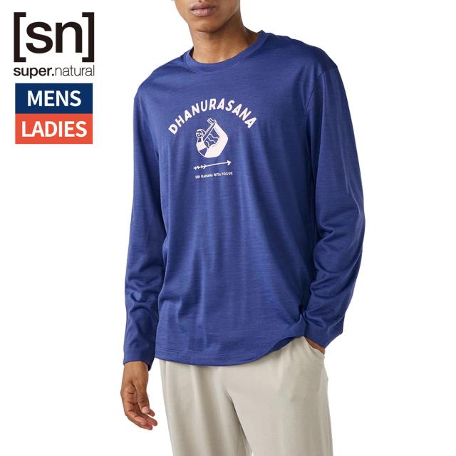 スーパーナチュラル sn super.natural エスエヌ SRI.RAMANA.RITA.YOGUE(シュリ・ラマナ・リタ・ヨーグ)×[sn] プリント ロングスリーブTシャツ ユニセックス パープル 紫 スポーツ トレーニング 長袖 Tシャツ SNUJ10123-245