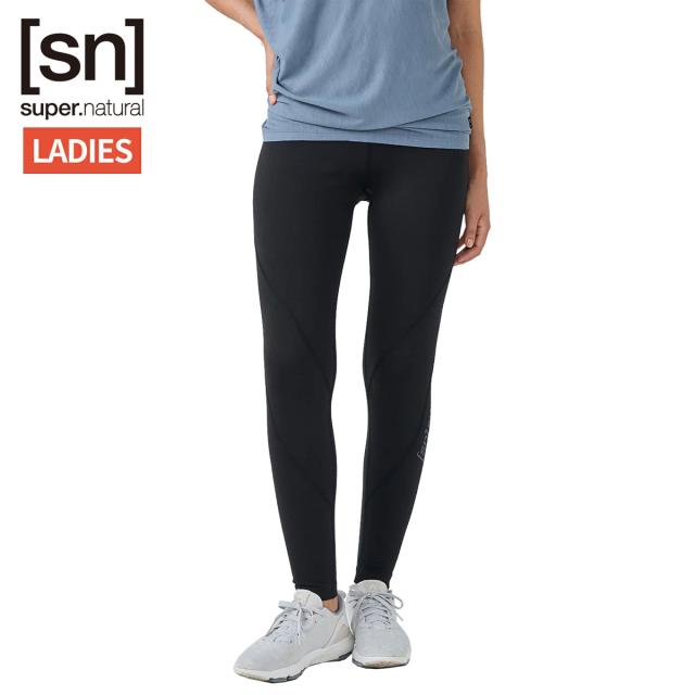 スーパーナチュラル sn super.natural エスエヌ ポンチ ロゴ 3D タイツ レディース ブラック 黒 スポーツ フィットネス ロング タイツ SNWJ10202N-J164