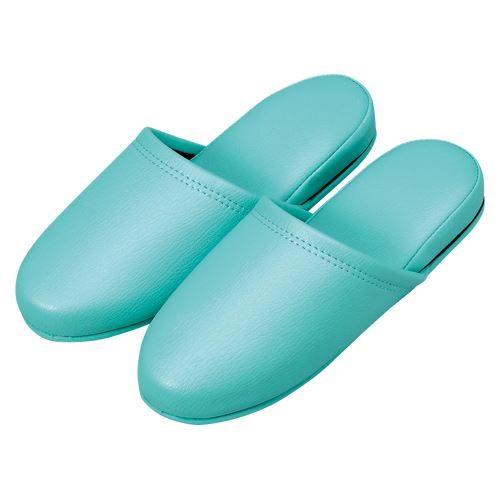 （まとめ買い）オーミケンシ 抗菌レザー調スリッパ10足 グリーン 36055 (10P) 00069844 〔×3〕 【北海道・沖縄・離島配送不可】