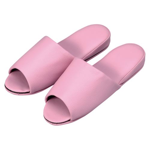 （まとめ買い）オーミケンシ 抗菌レザー調スリッパ前開10足ピンク 10835358 (10P) 00069858 〔×3〕 【北海道・沖縄・離島配送不可】
