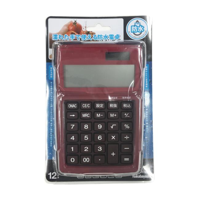 （まとめ買い）ナカバヤシ 電卓 デスクトップ 防水タイプ S レッド ECD-WR01RD 〔3個セット〕 【北海道・沖縄・離島配送不可】