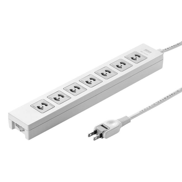 （まとめ買い）サンワサプライ 電源タップ 一括集中スイッチ付き+雷ガード 2P・7個口 2m TAP-F27-2Z 〔3個セット〕 【北海道・沖縄・離島配送不可】