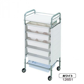 サロン用キャスター付きワゴン ロット台 7段 C-265　ホワイト・12651 【北海道・沖縄・離島配送不可】