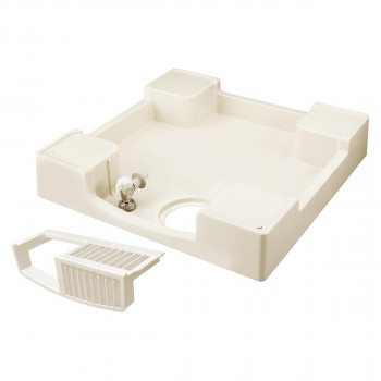 テクノテック 洗濯機用給水栓付防水パン フォーセットパン TPF640-CW1-G1 専用ガード1枚付 アイボリーホワイト 【北海道・沖縄・離島配送不可】
