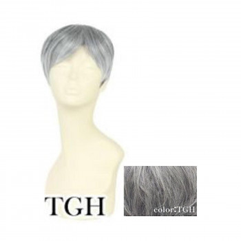 プリシラ  男性用5分ウィッグ ミディアムショート 耐熱 グレイヘア GB-24-TGH 【北海道・沖縄・離島配送不可】