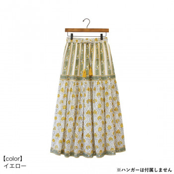 スカート ブロックプリントディンティ A YE 43522150127 【北海道・沖縄・離島配送不可】