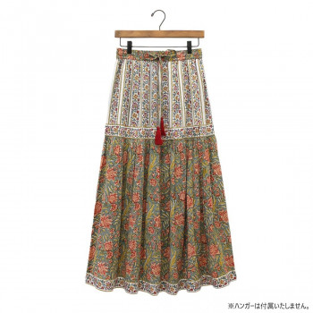 スカート ブロックプリントディンティ A RD＆GY 43522150124 【北海道・沖縄・離島配送不可】