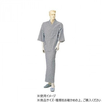 神戸生絲　紳士セパレートねまき(ラグラン袖・裾よけプラス1枚)フリー No.30 コン 幾何柄 【北海道・沖縄・離島配送不可】